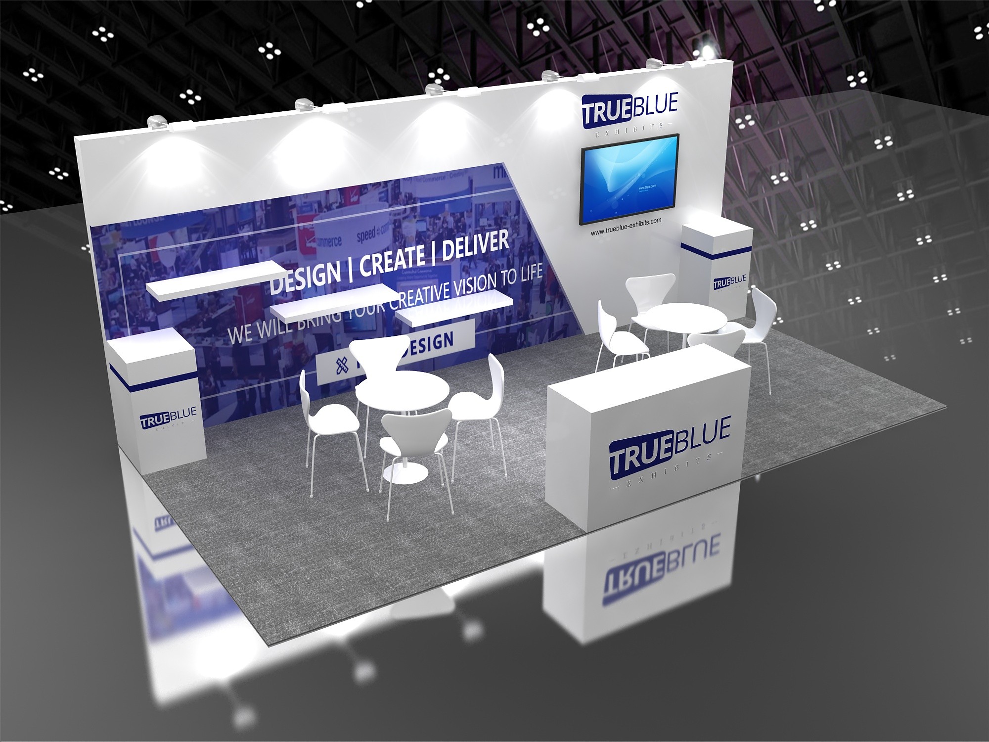 Custom 10 x 20 trade show booths - TrueBlue Exhibits